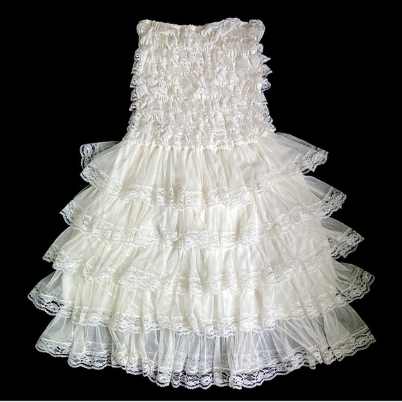 Custom | Dresses | Edwardian Custom Strapless Victorian Tiered Ruffled ...